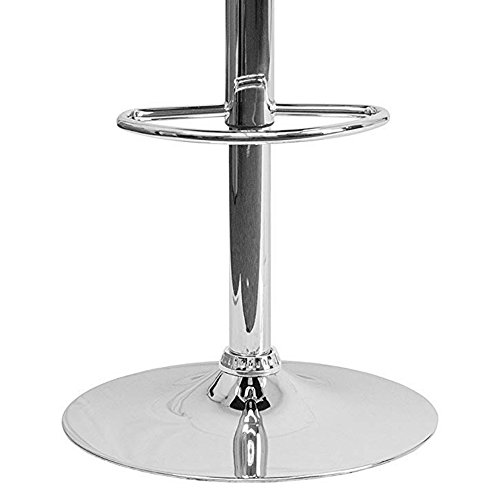 KLS14 Modern Barstools Horizontal Line Design Hydraulic Adjustable Height 360-Degree Swivel Seat Sturdy Steel Frame Chrome Base Dining Chair Bar Pub Stool Home Office Furniture - Set of 2 Grey #1980