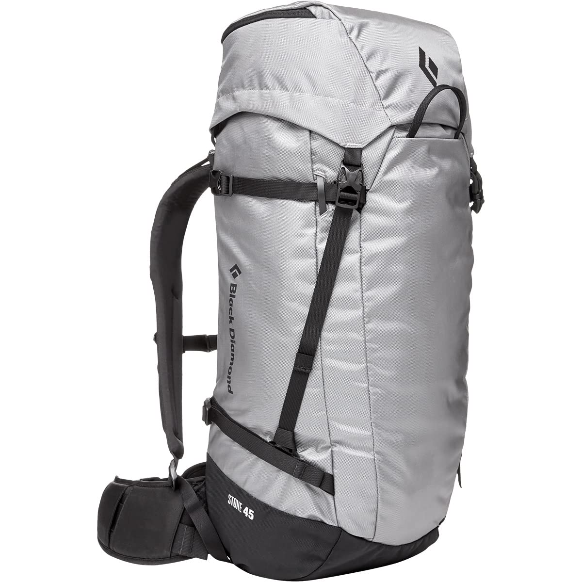 Black Diamond Unisex Stone 45 Liter Backpack/Gear-Pack with Padded Waistbelt a Removable Top, Nickel, Small/Medium