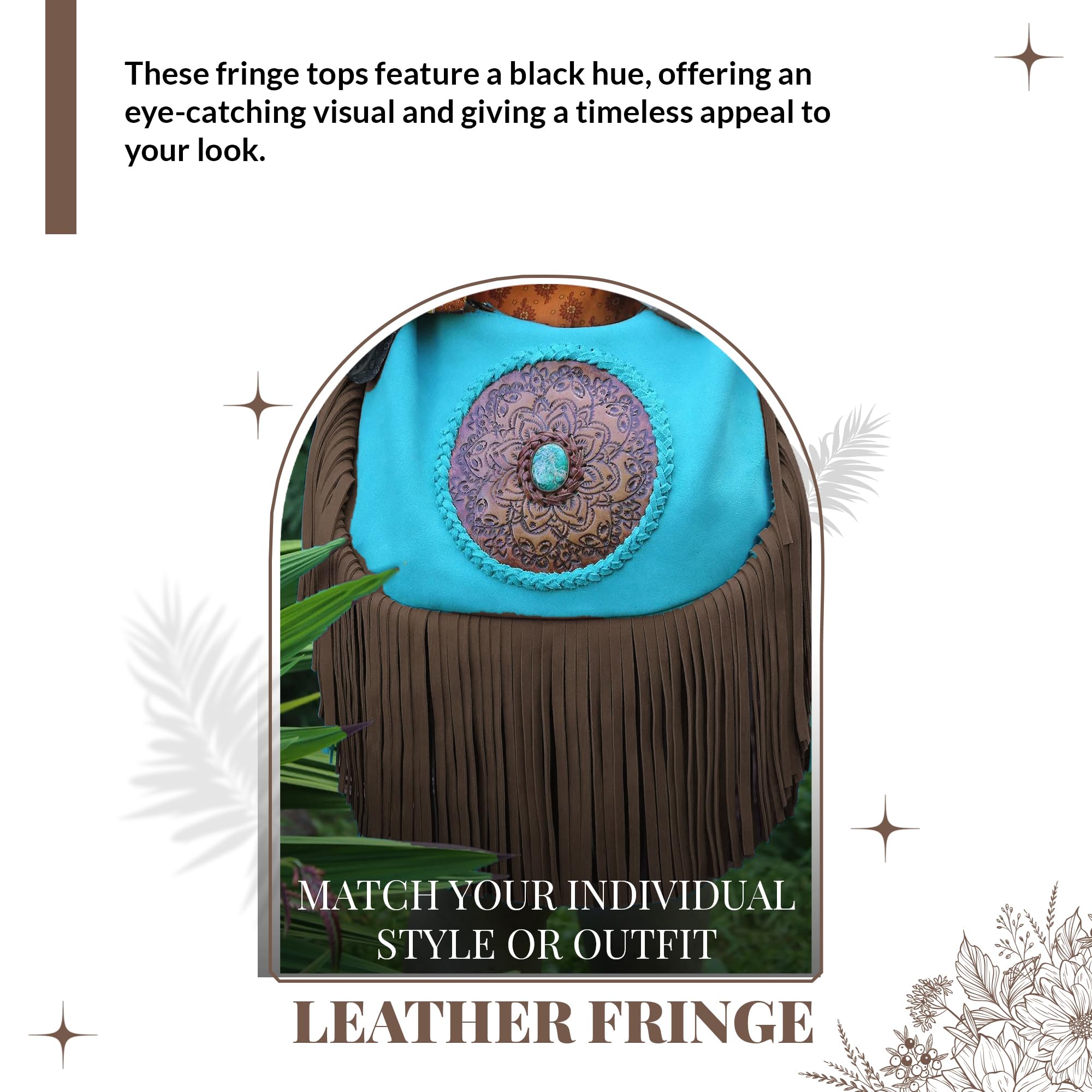 HHH Design Light Chocolate Leather Fringe | Leather Fringes are Designed for A Customizable Fit | Fringe Embellishment for Purses, Jackets or Other Accessories | Leather Fringe Outfits for Women