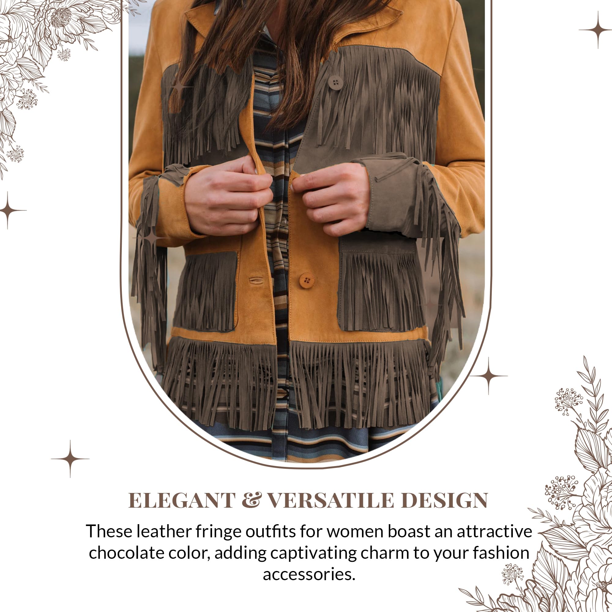 HHH Design Light Chocolate Leather Fringe | Leather Fringes are Designed for A Customizable Fit | Fringe Embellishment for Purses, Jackets or Other Accessories | Leather Fringe Outfits for Women