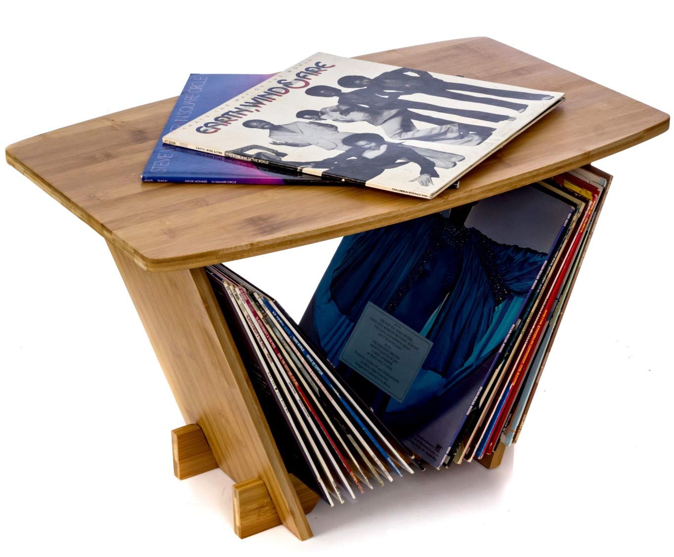 Vinyl Records Holder Turntable Stand - Record Player Display and Lp Album Storage Rack Organizer. Space Saving Solution for Your Collection