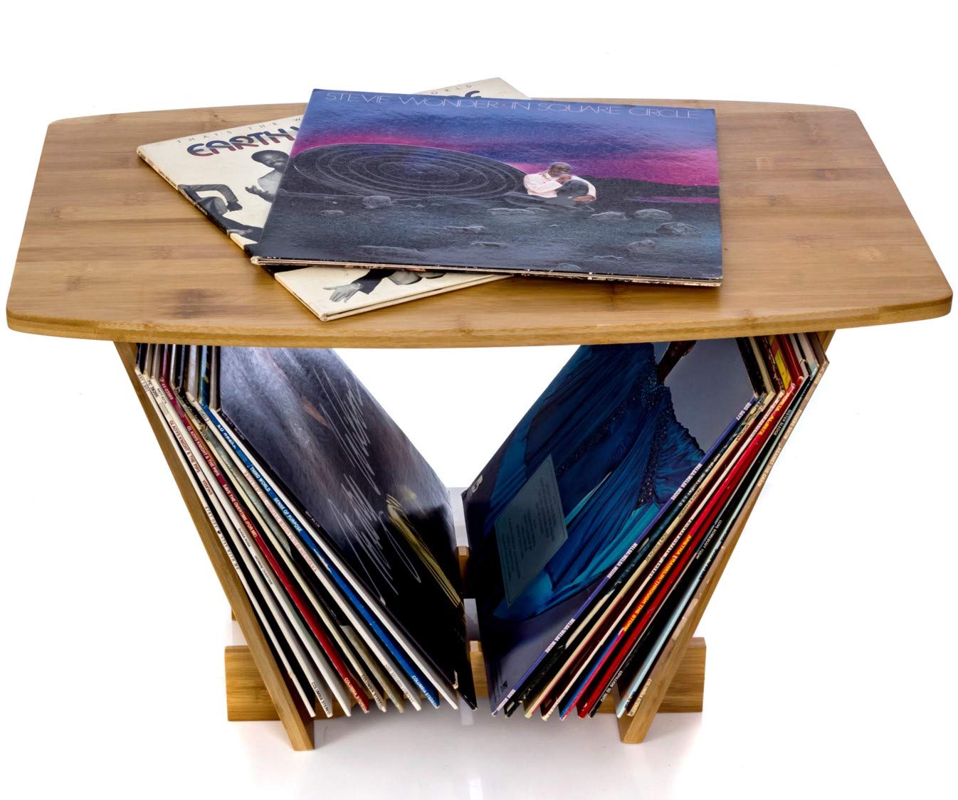Vinyl Records Holder Turntable Stand - Record Player Display and Lp Album Storage Rack Organizer. Space Saving Solution for Your Collection
