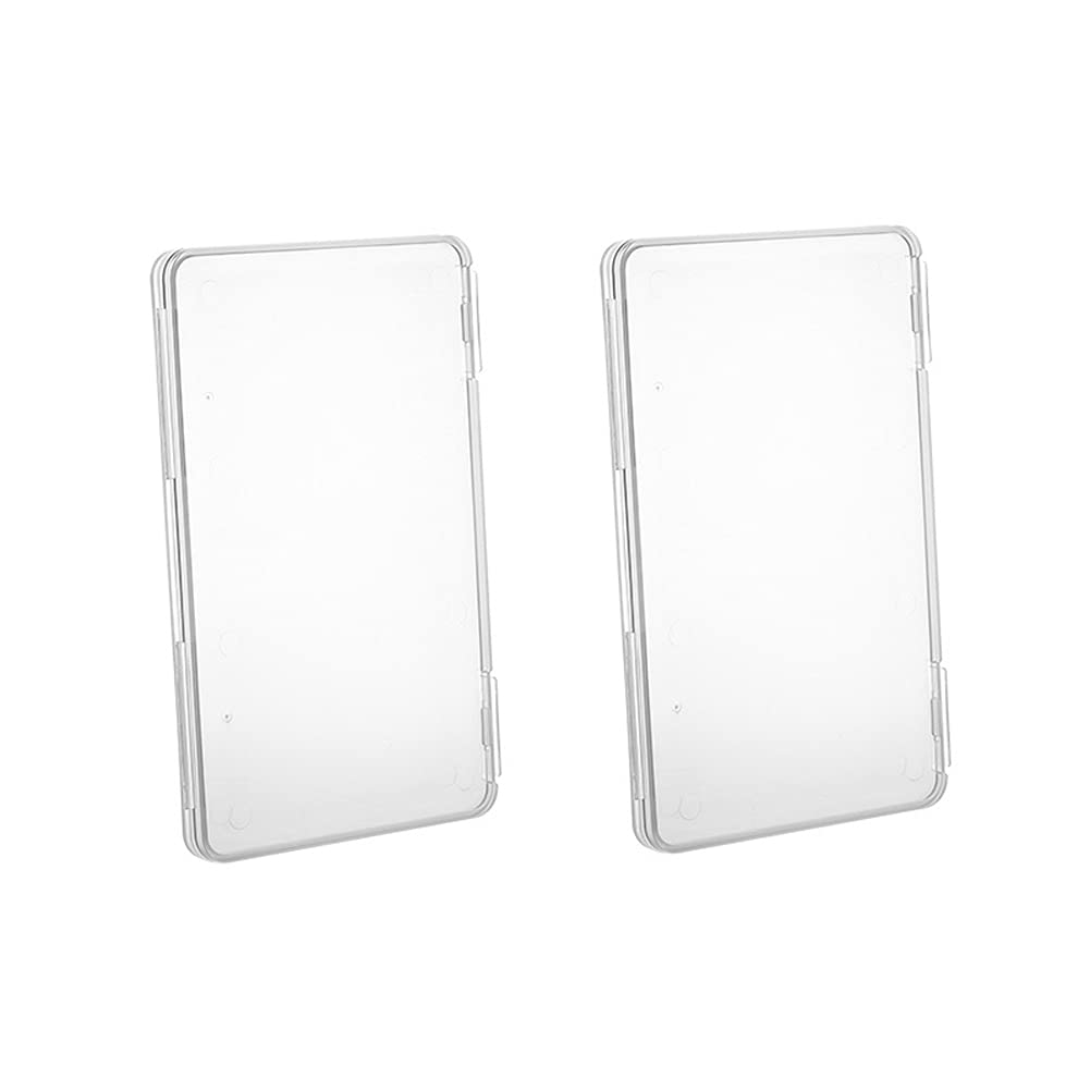 2pcs Clear Plastic Rectangle Storage Containers Box with Hinged Lid Best for Card,Accessories,Crafts,Coins,Learning Supplies,Screws,Drills,Battery