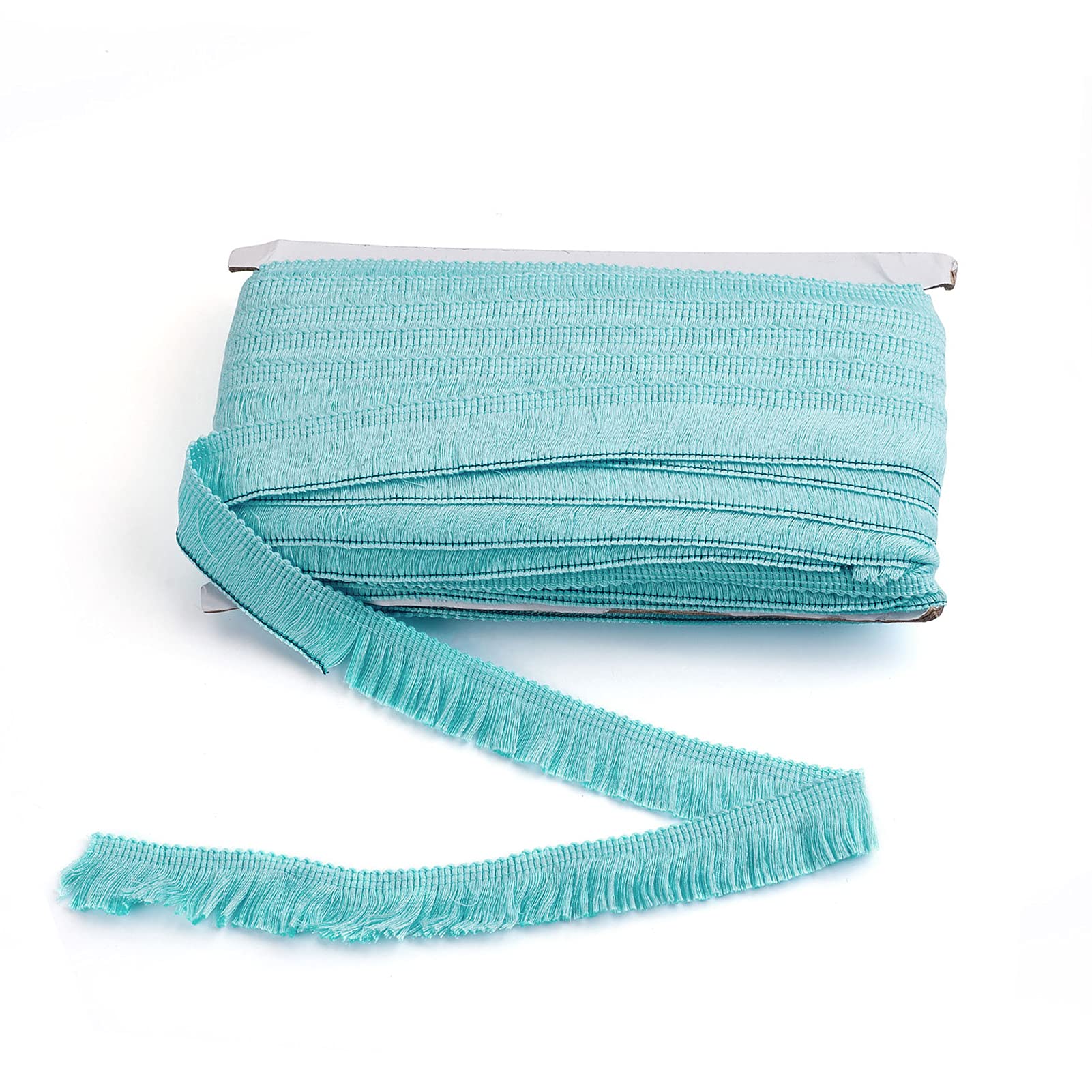 MegaPet Pale Turquoise Polyester Fringe Tassel Lace Trim 1 Inch x 82 Feet Chainette Fringe Fibre Trim for Sewing Quilting DIY Home Decoration