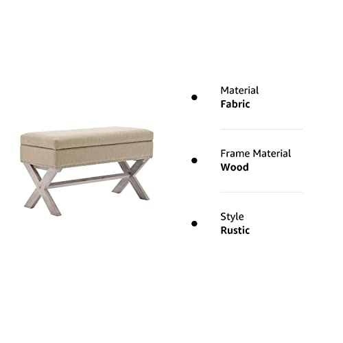 chairus Fabric Upholstered Storage Entryway Bench, 36 inch Bedroom Bench Seat with X-Shaped Wood Legs for Living Room, Foyer or Hallway - Beige