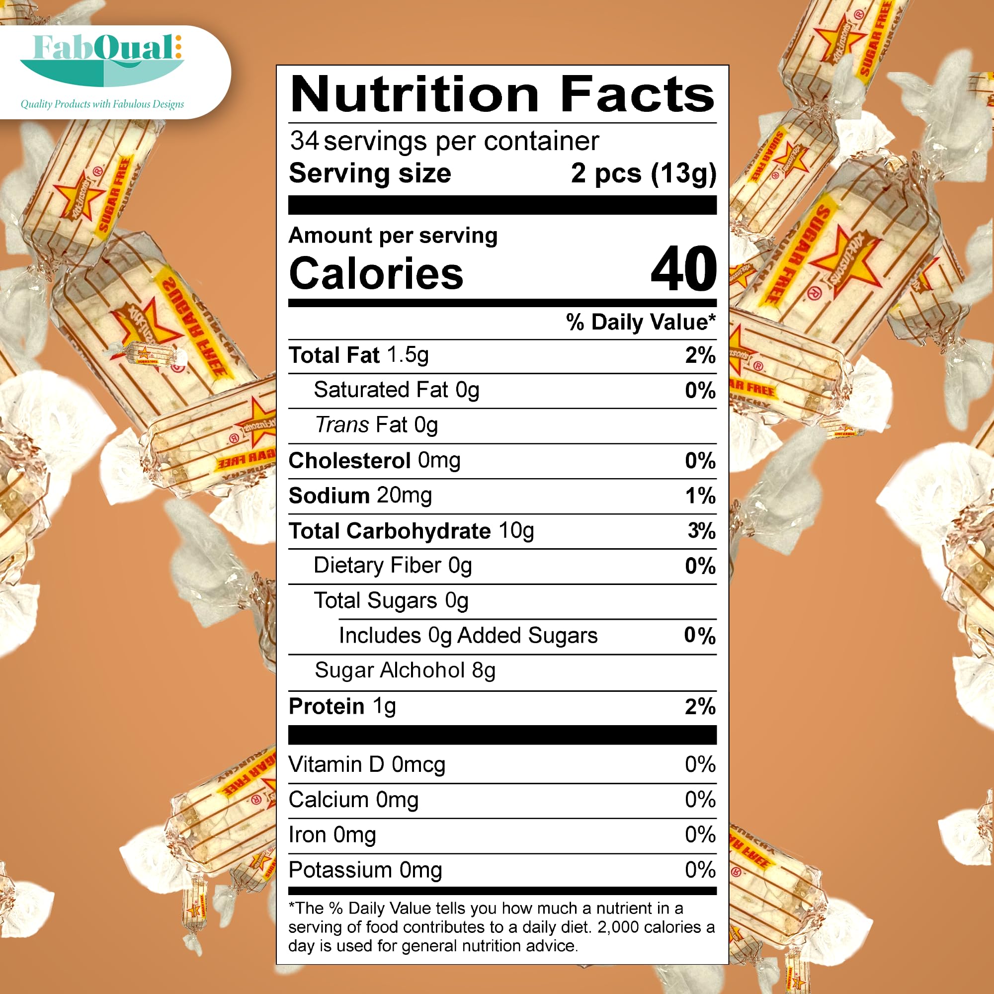 FabQual's Pack Of 1Lb Atkinsons Sugar Free Peanut Butter Bars Candy Sugar Free Candy Bars Bulk Sugar Free Hard Candy Bulk Old Fashioned Candy Bars Sugar Free Peanut Butter Candy Peanut Butter Logs