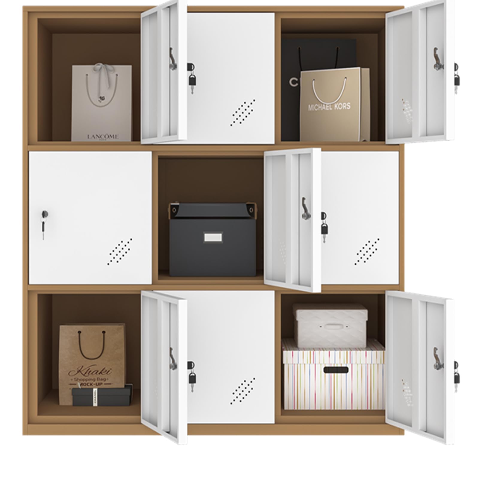 MECOLOR Shool and Home Locker Organizer Storage for Kids,Playground Metal Shoes and Bag Storage Cabinet (White)