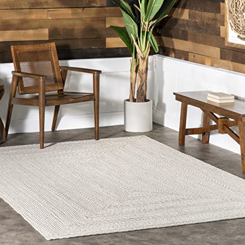 nuLOOM Rowan Braided Texture Indoor/Outdoor Area Rug, 6' Round, Ivory