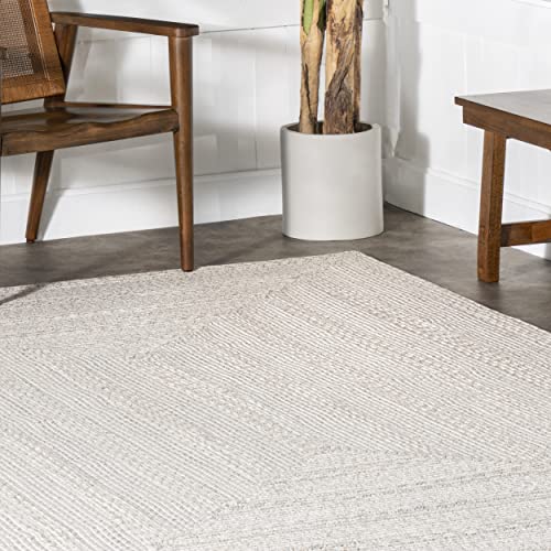 nuLOOM Rowan Braided Texture Indoor/Outdoor Area Rug, 6' Round, Ivory