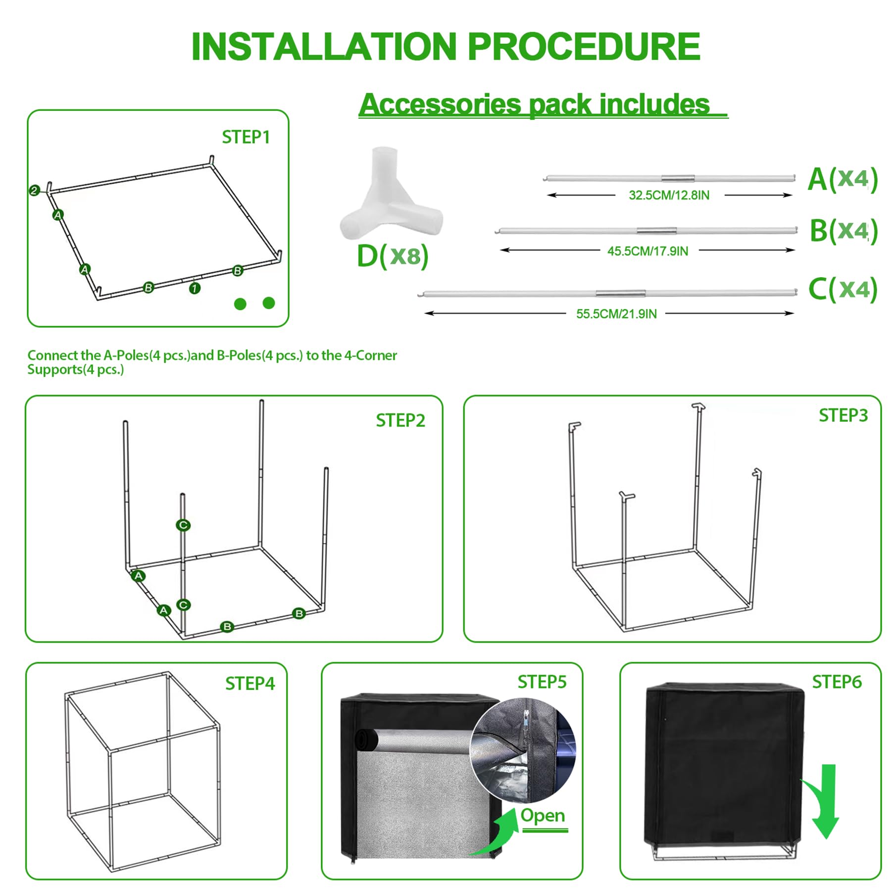 Wishrun Grow Tent for Aerogarden Hydroponics Growing System, 19.7/''x13.9/''x21.3/'' Small Most Indoor Hydroponic Equipment, High Reflective Mylar Mini Tent, Prevent Pets from Eating Plants, Black