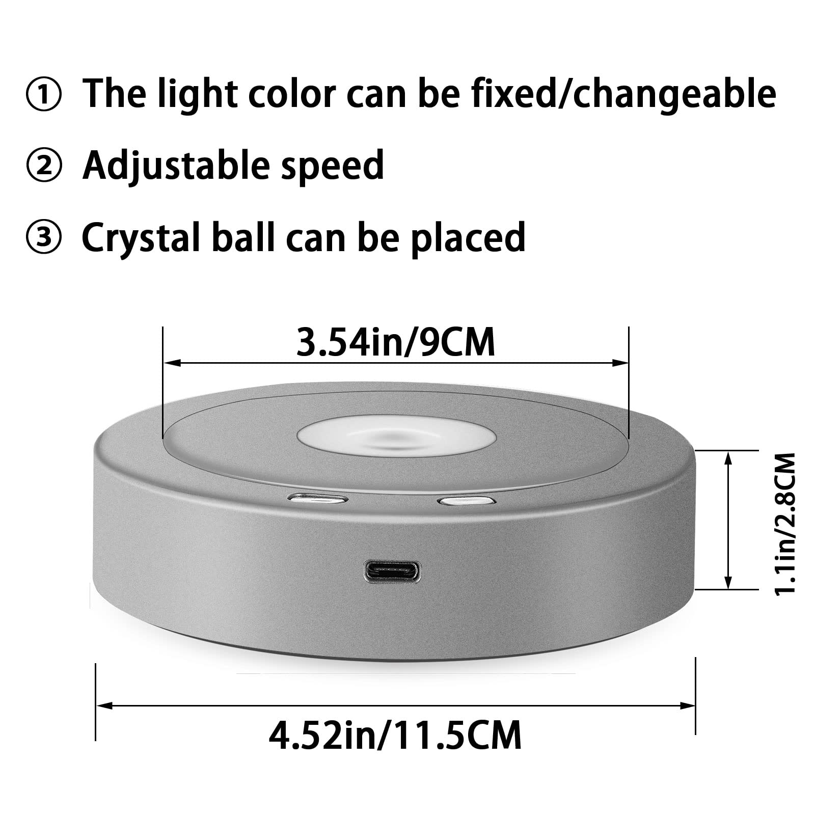 LED Motorized Rotating Display Stand, LED crystal Light Lamp Base,3D Glass Art,Turner Cup Display Stand for Epoxy Glitter Tumbler, 360 Degree Automatic Mute Rotating Turntable,Battery Speed Regulation