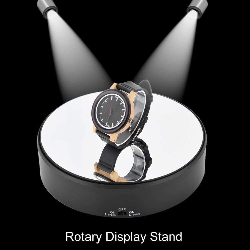 Yosoo Motorized Turntable Display, Mirror Surface 360° Rotary Display Stand Adjustable Rotating Speed Turntable Jewelry Holder, Battery Operated, for Display Jewelry, Watch, Digital Product