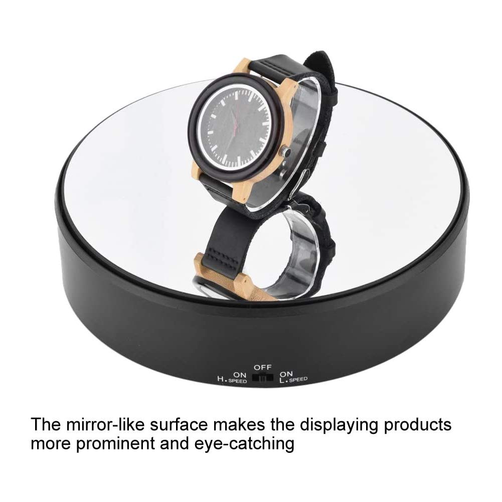 Yosoo Motorized Turntable Display, Mirror Surface 360° Rotary Display Stand Adjustable Rotating Speed Turntable Jewelry Holder, Battery Operated, for Display Jewelry, Watch, Digital Product