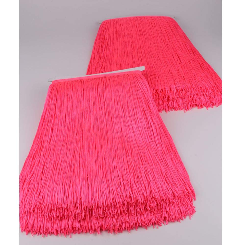 Heartwish268 Fringe Trim Lace Polyerter Fibre Tassel 12inch（″） Wide 10 Yards Long for Clothes Accessories and Latin Wedding Dress and DIY Lamp Shade Decoration Black Fluorescent Peach