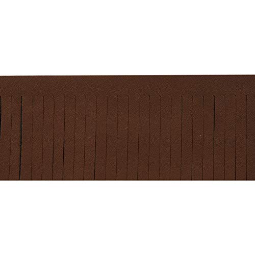 Trims by the Yard 2" Premium Vegan Leather Fringe Trim | Brown | (5 yard cut)