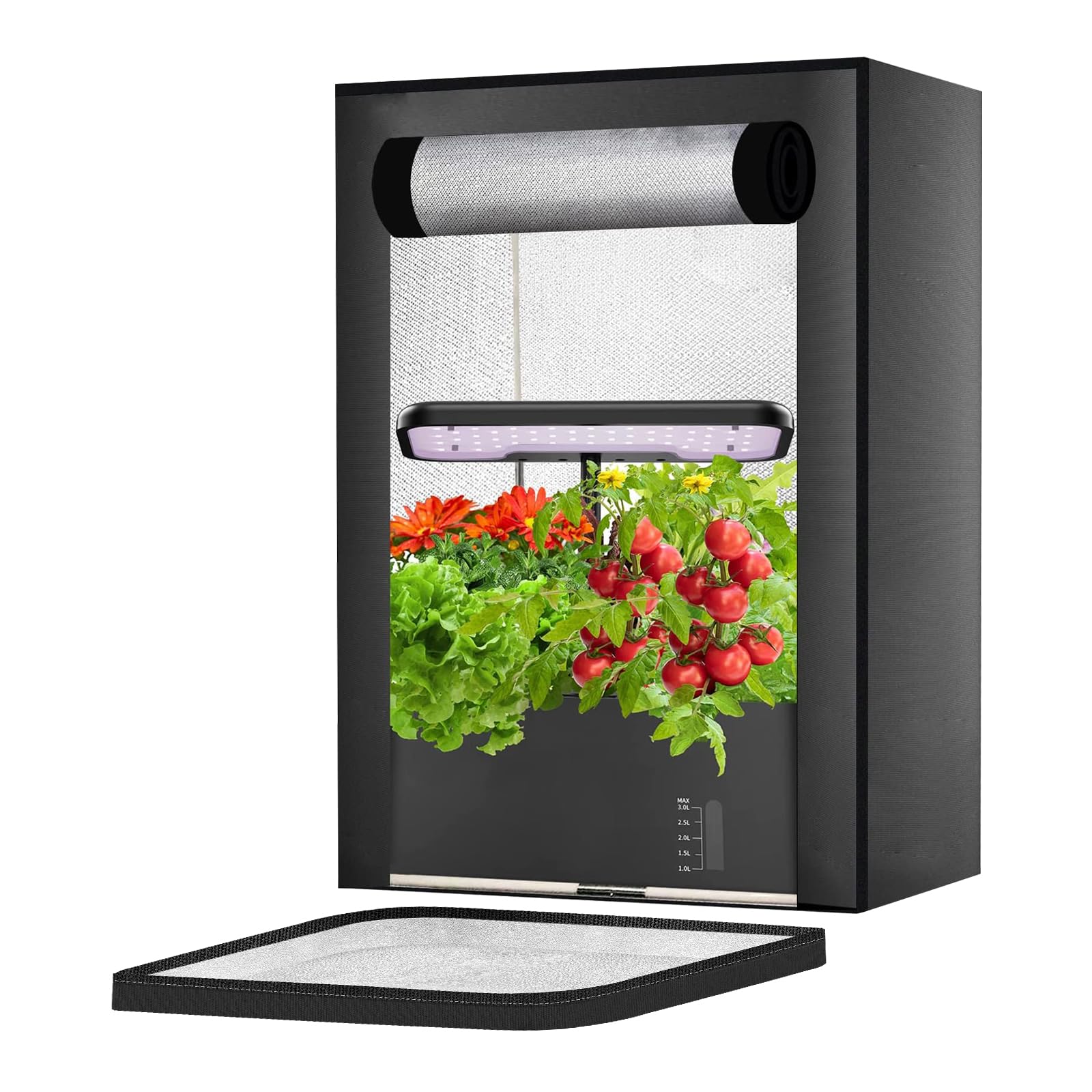 Wishrun Grow Tent for Aerogarden Hydroponics Growing System, 19.7/''x13.9/''x21.3/'' Small Most Indoor Hydroponic Equipment, High Reflective Mylar Mini Tent, Prevent Pets from Eating Plants, Black