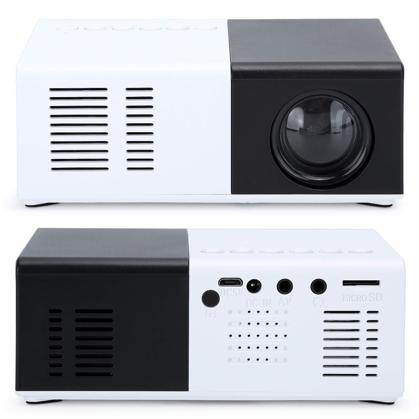 Mini Projector, 1080P LED Portable Video Projectors Support AV/USB/TF Card with Tripod Multimedia Projector for Home Entertainment and Home Cinema, 100β240V.(US)