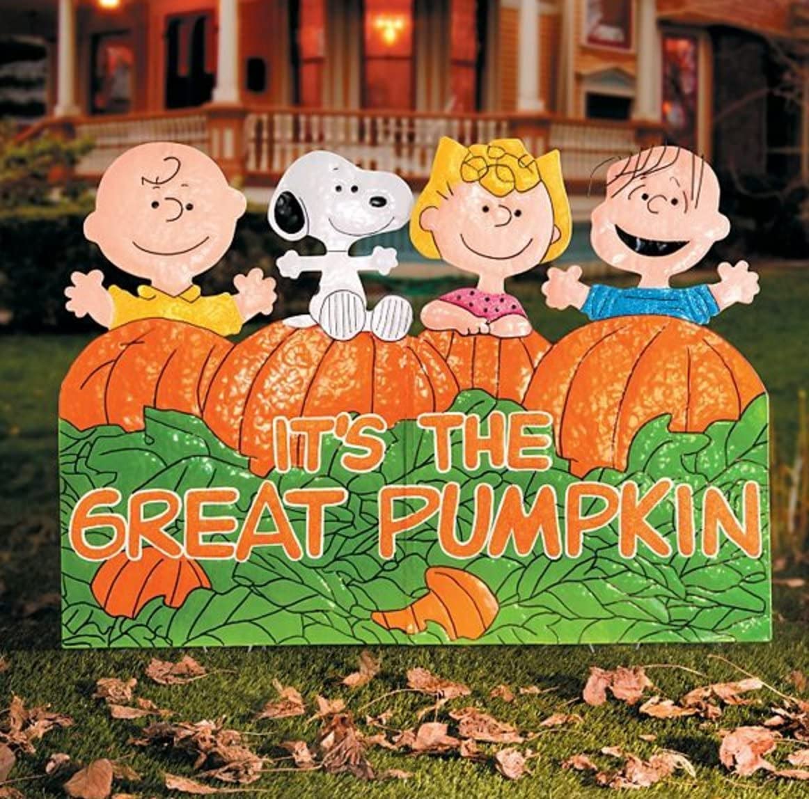 TisYourSeason ''It's the Great Pumpkin Charlie Brown'' Peanuts Gang Hammered Metal Halloween Decoration