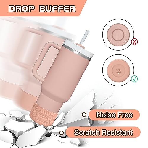 WUQID Heart Shaped Texture Silicone Boot Compatible with Stanle Quencher H2.0 & IceFlow Flip 20oz 30oz 40oz and Hydro Sport Flask 12-24oz, Anti-Slip Bottle Bottom Sleeve Cover
