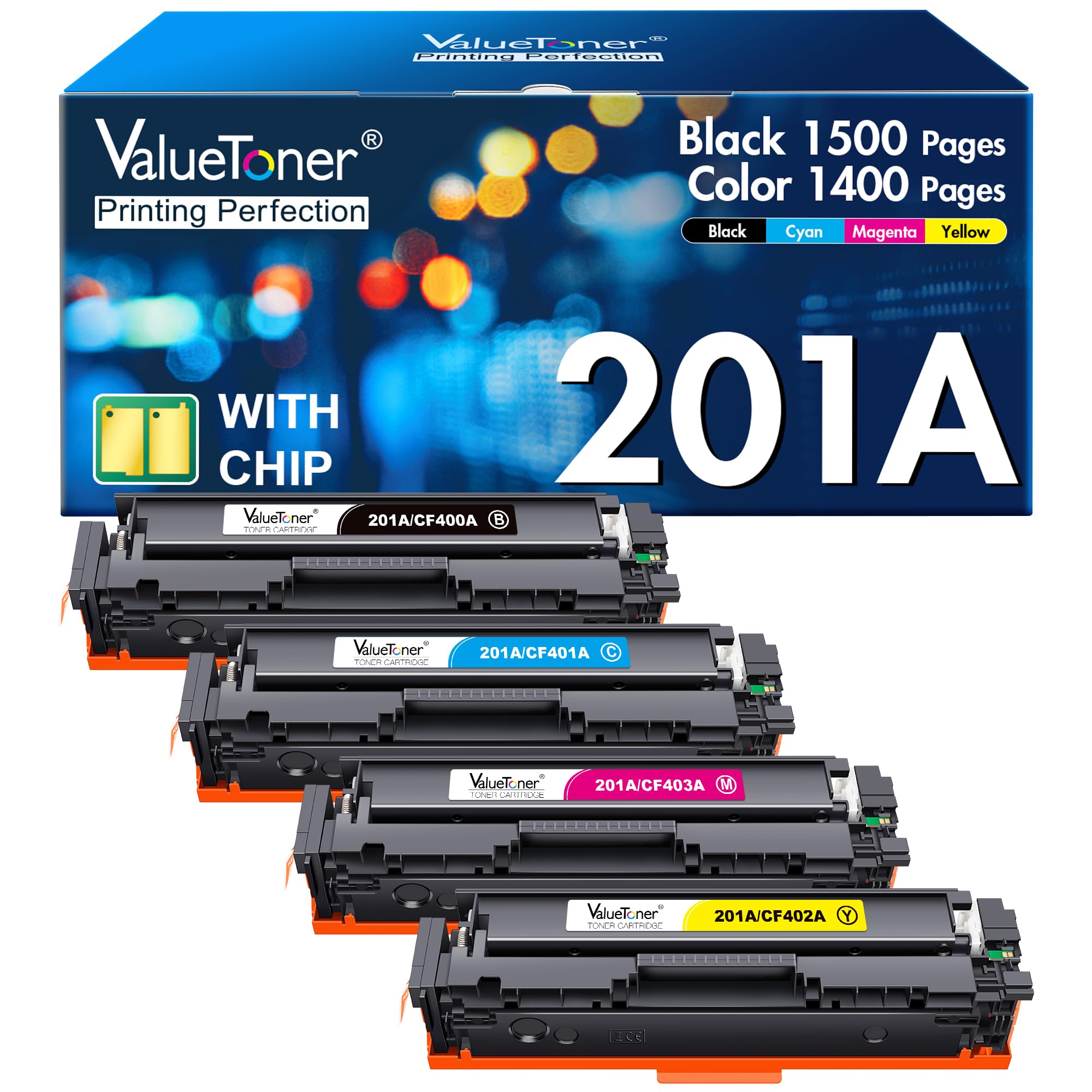 Valuetoner Compatible Toner Cartridge Replacement for HP 201A 201X CF400X CF400A CF401A CF402A CF403A for Color Pro MFP M277dw M252dw M277c6 M277n M277 M252n Printer(Black, Cyan, Magenta, Yellow)