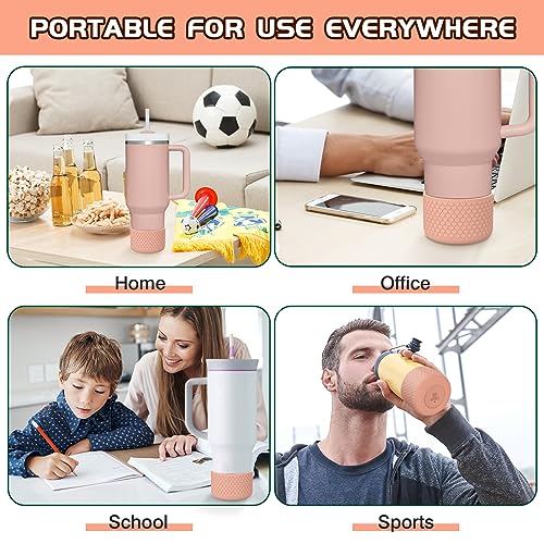 WUQID Heart Shaped Texture Silicone Boot Compatible with Stanle Quencher H2.0 & IceFlow Flip 20oz 30oz 40oz and Hydro Sport Flask 12-24oz, Anti-Slip Bottle Bottom Sleeve Cover