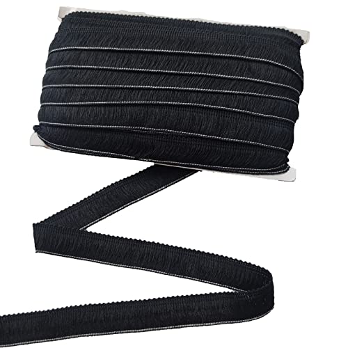 levylisa 1" x 27Yards Chainette Fringe Trim Black Fringe Tassel Lace Trim Fibre Trim for Sewing Quilting DIY Home Decoration