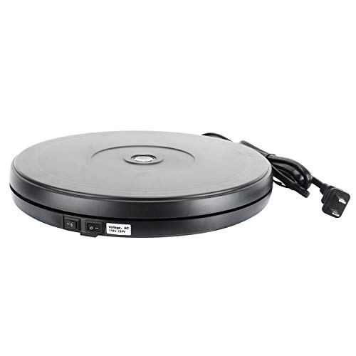 Homend 110V Electric Motorized Rotating Turntable Display Stand with LED, 10inch/25cm Diameter 22lb Load, 360 Degree Rotating in Either Direction, for Photography, Showcase (10inch/25cm,Black)