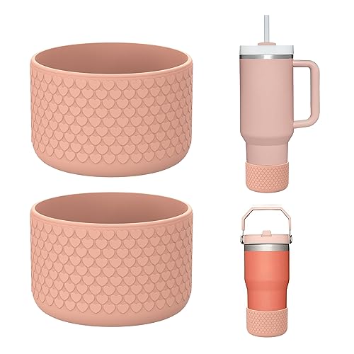 WUQID Heart Shaped Texture Silicone Boot Compatible with Stanle Quencher H2.0 & IceFlow Flip 20oz 30oz 40oz and Hydro Sport Flask 12-24oz, Anti-Slip Bottle Bottom Sleeve Cover