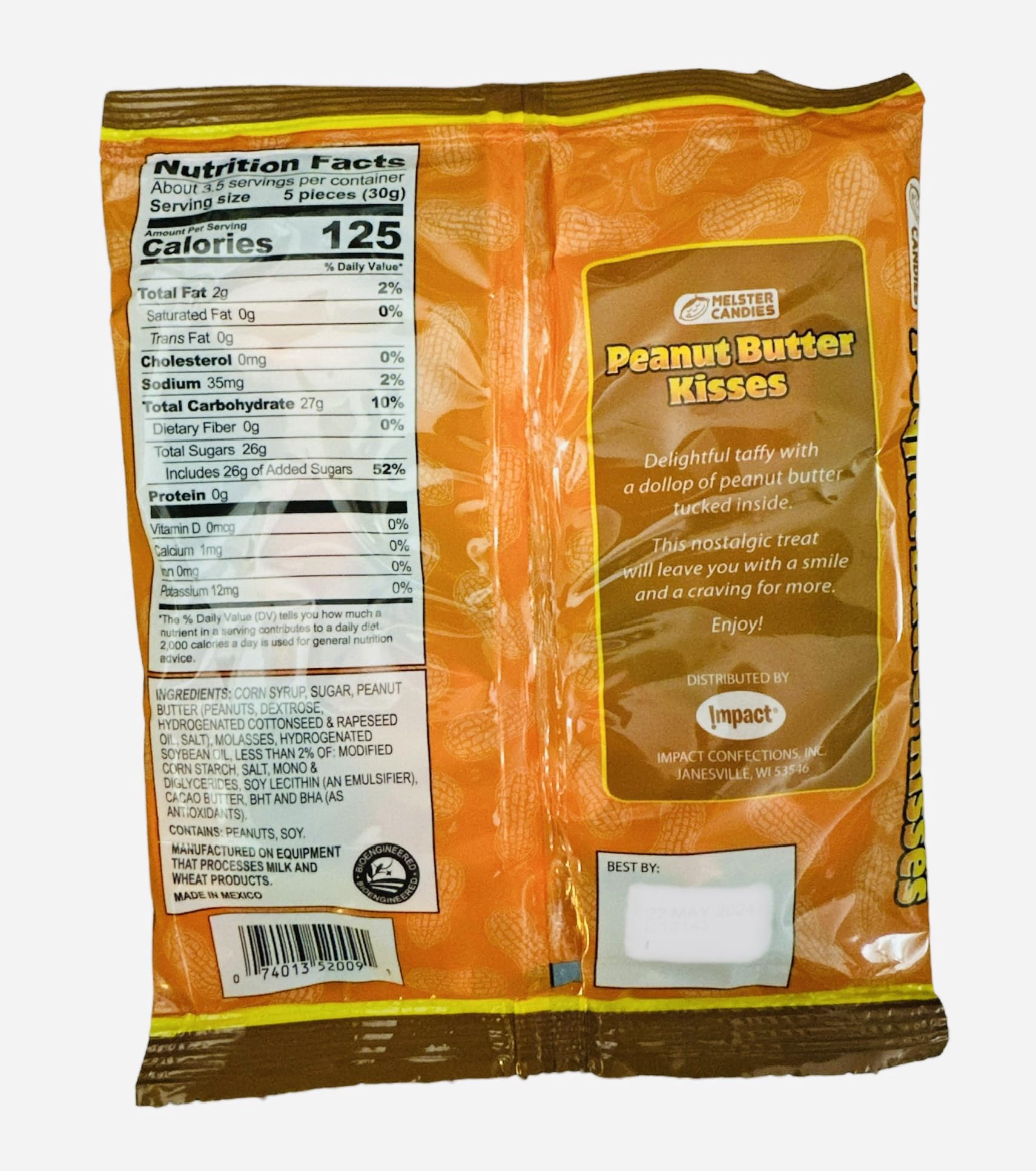 Melster Peanut Butter Kisses, 4 Ounce Bag, Gluten Free Halloween Candy, 4 Ounce (Pack of 1), 4.0 ounces