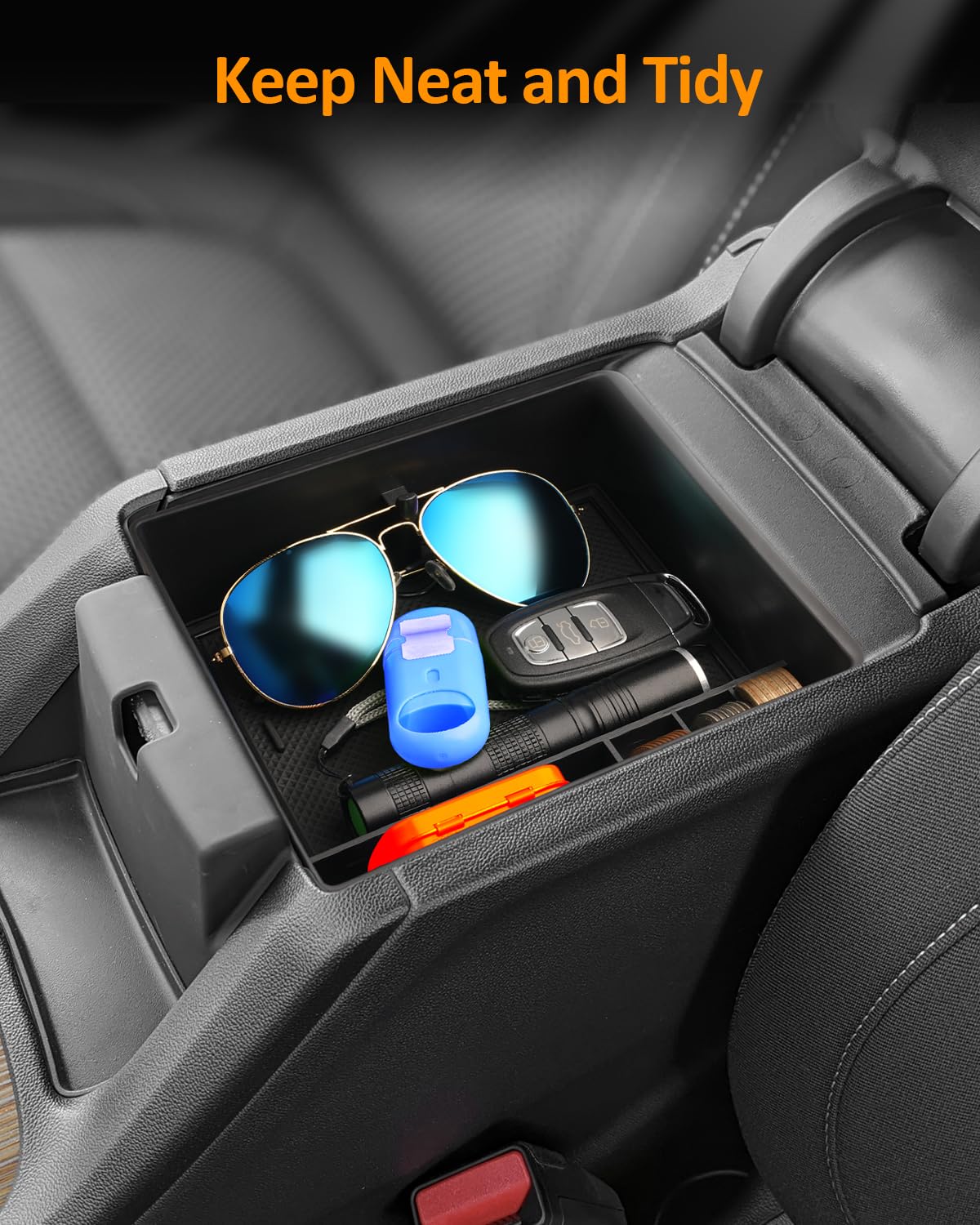 CDEFG Center Console Organizer Tray for GMC Acadia Accessories 2017-2023 (SLE/SLT/ AT4/ Denali) for Acadia 2023 2022 2021 2020 2019-2017 Armrest Storage Box Insert (Black)