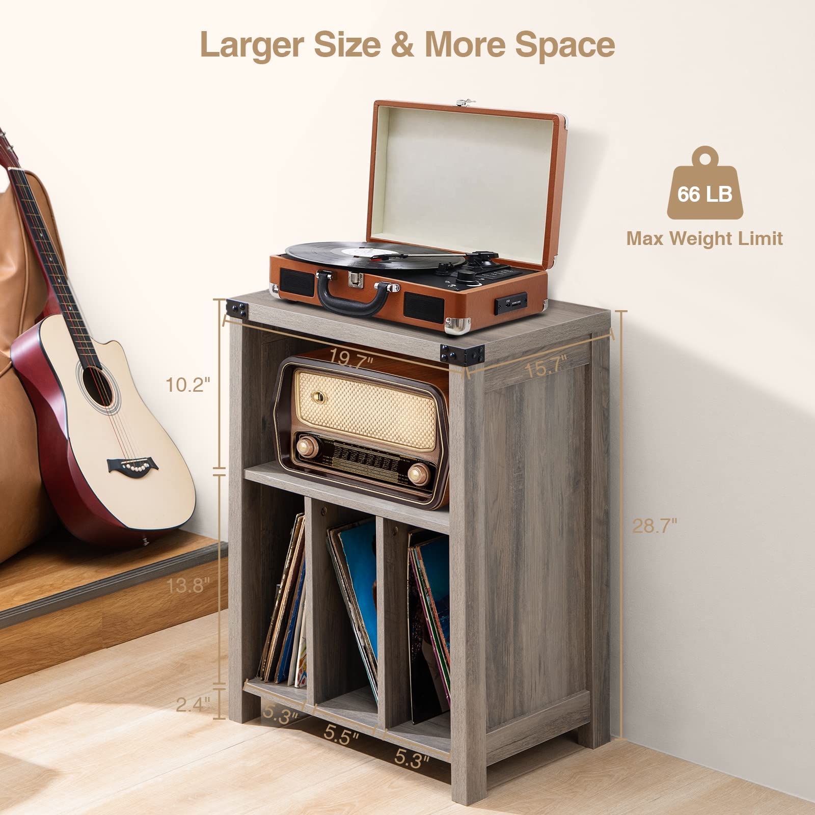 SICOTAS Record Player Stand with Vinyl Record Storage Turntable Stand Table Cabinet with Shelf End Table Night Stands Bed Side Table Nightstand Stereo Cabinet for Living Room Bedroom Office