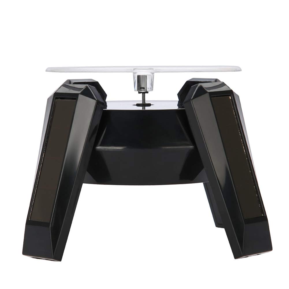 Jadpes Rotating Jewelry Display Stand, Solar 360 Degrees Rotating Turntable Display Stand with 4 LED Light Display Turntable for Display Jewelry Watch Collectibles Shop Display(#1)