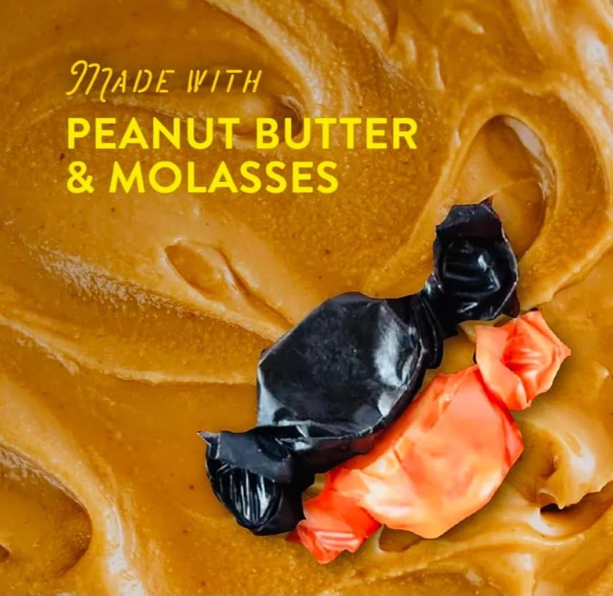 Melster Peanut Butter Kisses Taffy Candy-Fall/Halloween, Made With Real Peanut Butter-Gluten Free, No Cholesterol, Individually wrapped 3.5 Oz, (2 pack) bundled with A Halloween Themed Goodie Gift Box