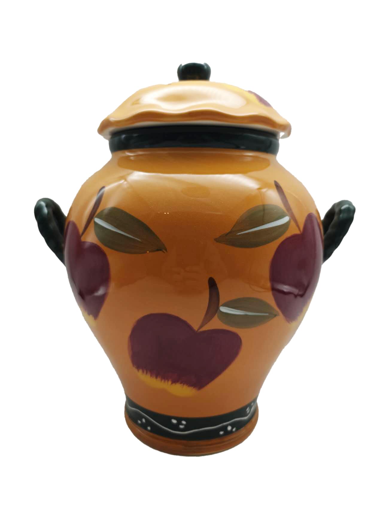 Tuscany Country Apple, Hand Painted Ceramic, Cookie jar Canister, 84176 By ACK