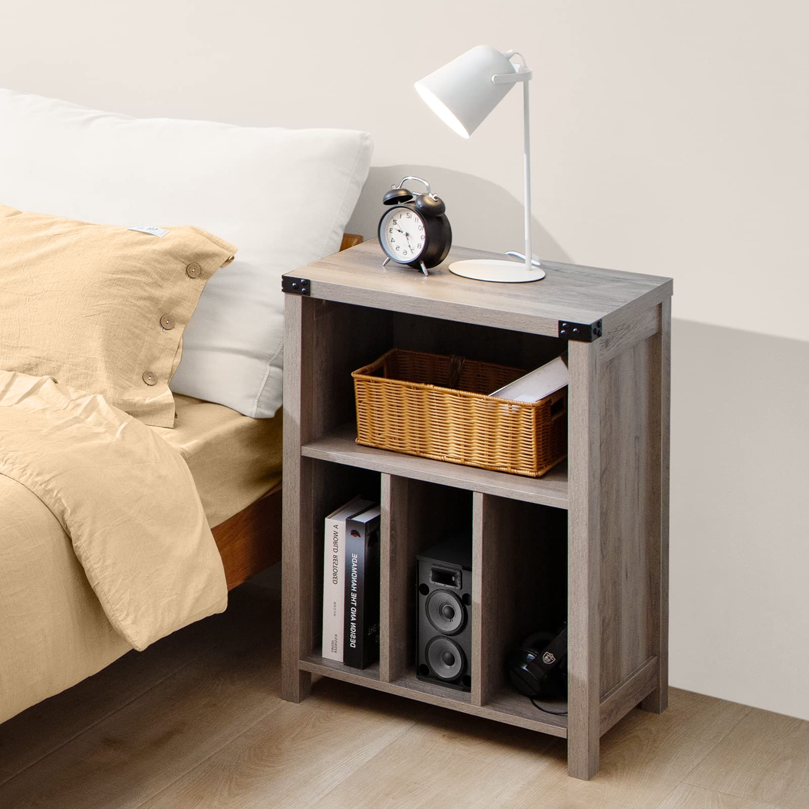 SICOTAS Record Player Stand with Vinyl Record Storage Turntable Stand Table Cabinet with Shelf End Table Night Stands Bed Side Table Nightstand Stereo Cabinet for Living Room Bedroom Office
