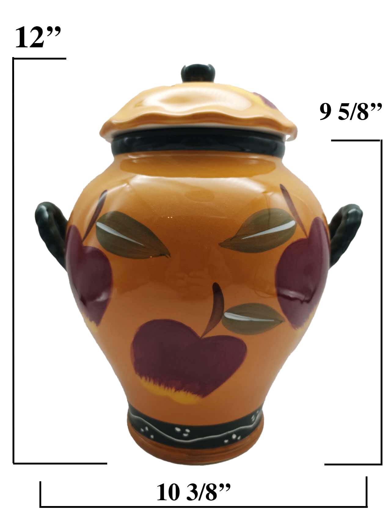Tuscany Country Apple, Hand Painted Ceramic, Cookie jar Canister, 84176 By ACK