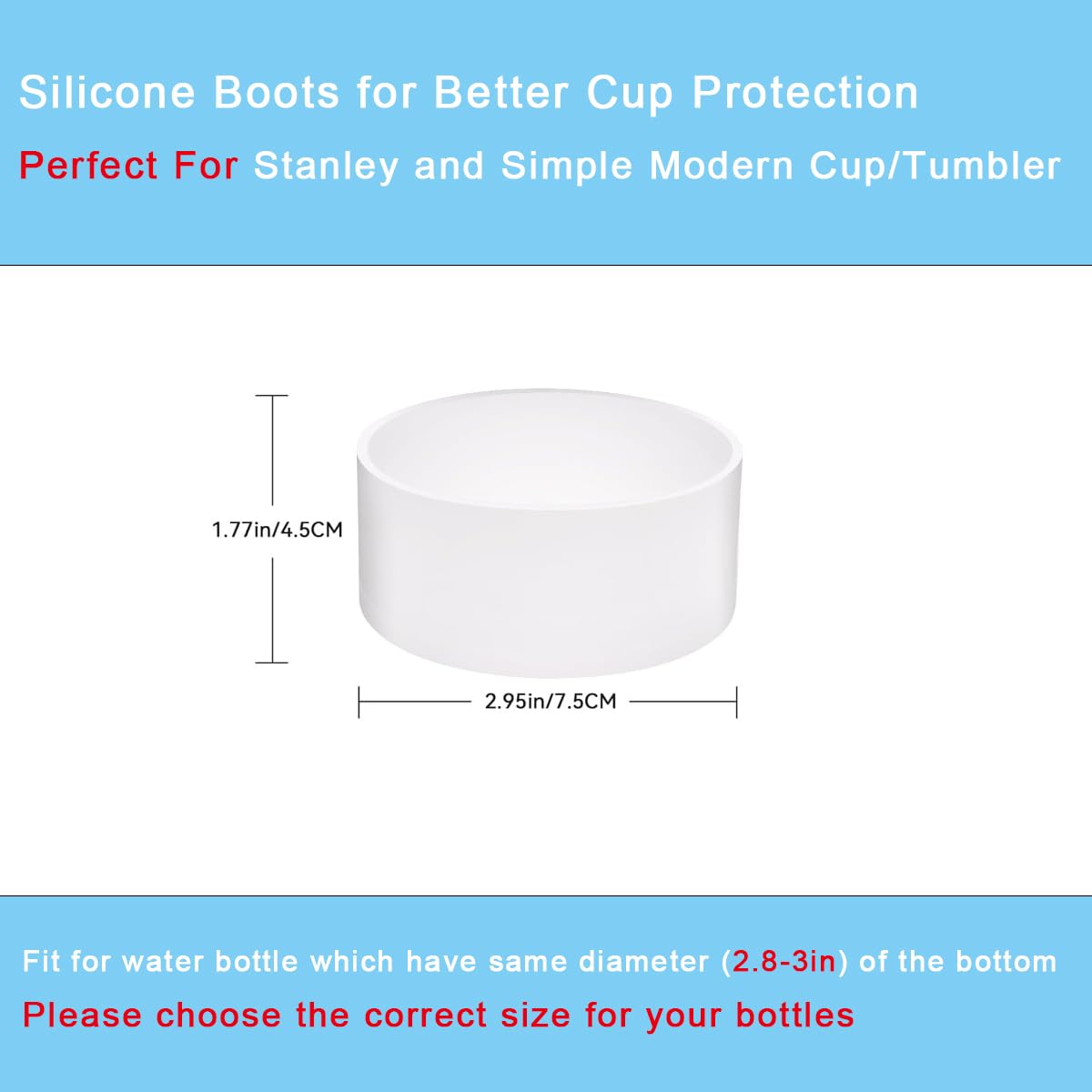 MLKSI 2Pcs Silicone Boot for Stanley Cup Accessories, Protector Silicone Water Bottle Bottom Sleeve for Stanley 40 oz 30 oz Tumbler Simple Modern Tumbler with Handle, White