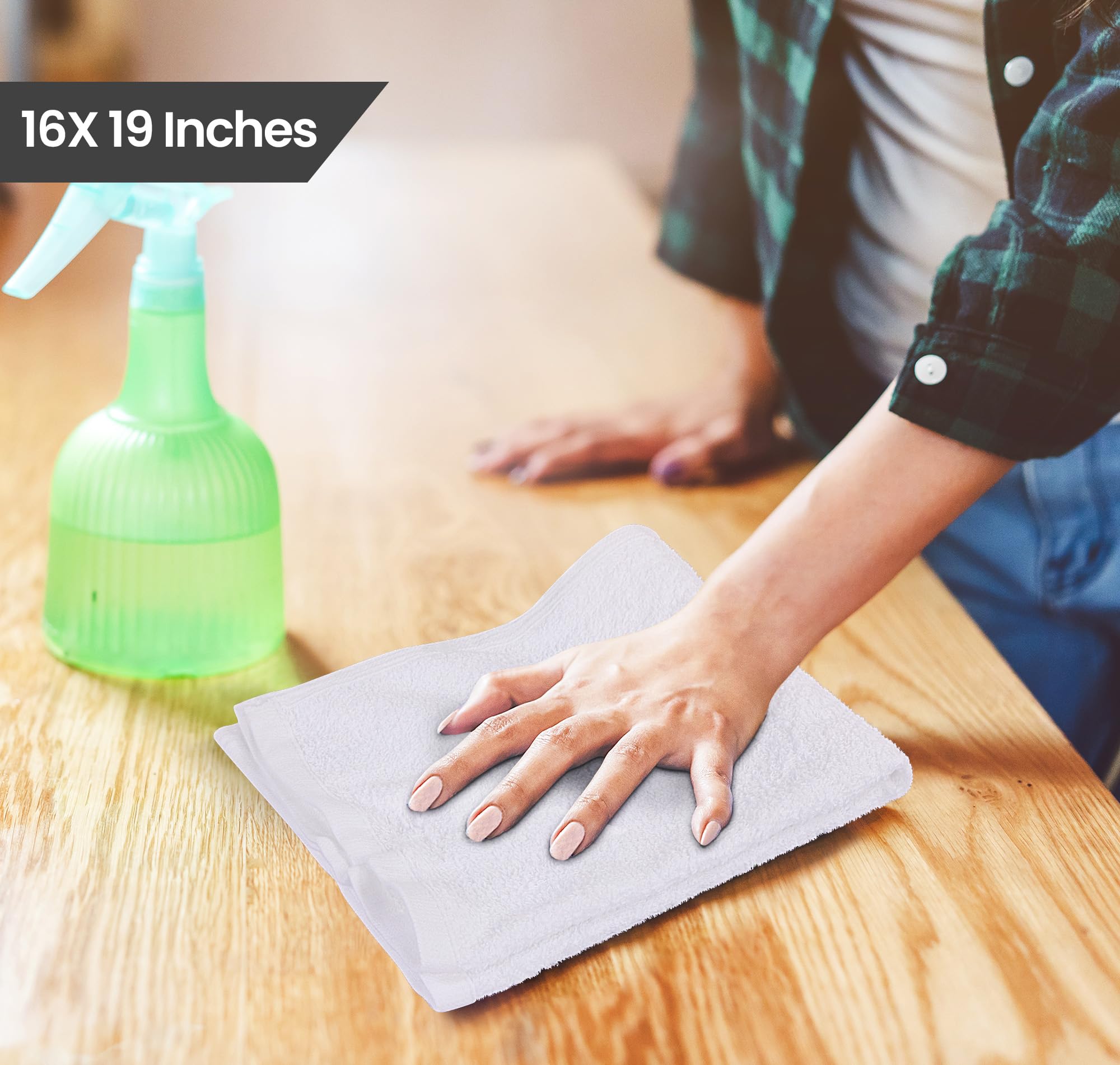 Utopia Towels Kitchen Bar Mops Towels, Pack of 12 Towels - 16 x 19 Inches, 100% Cotton Super Absorbent White Bar Towels, Multi-Purpose Cleaning Towels for Home and Kitchen Bars