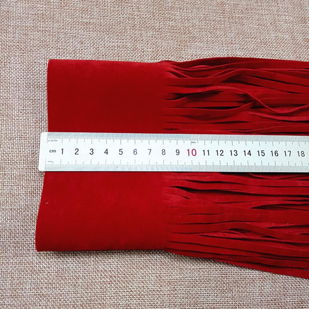 Tong Gu 2 Yards Double-Sided Faux Suede Tassel Fringe Trim DIY Skirt Dress Fringing Hem Bag Sewing Craft (Black,Width 12 in/30 cm)