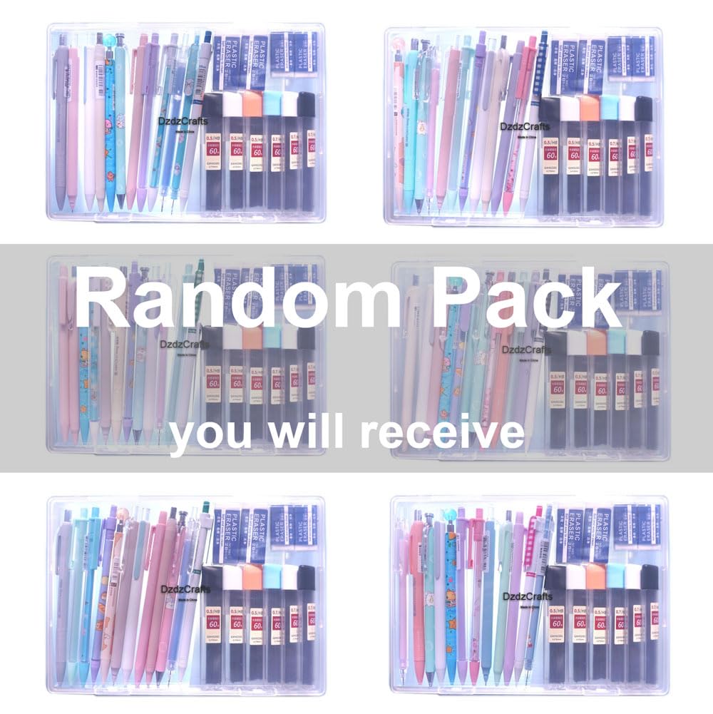 DzdzCrafts Kawaii Color 0.5MM 0.7mm Mixed 16pcs Mechanical Pencils Office School Supplies (Some with Top Erasers)