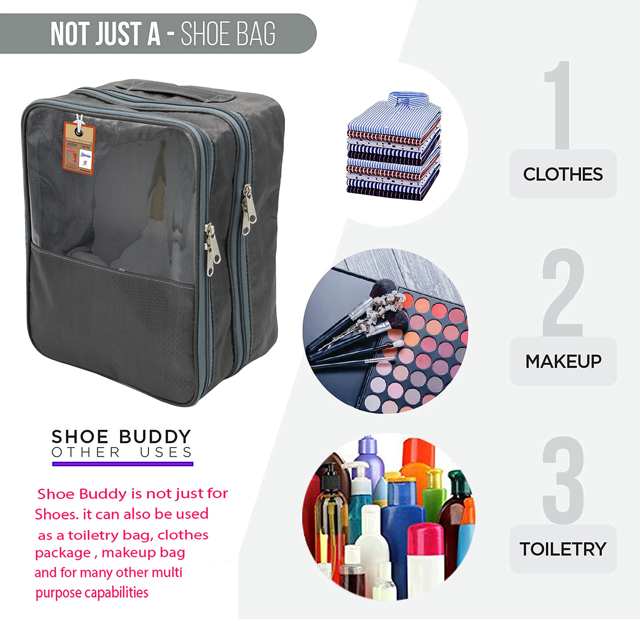 atorakushon® Shoe Bag Travel Organizer Pouch Waterproof Portable Storage Organizer Shoe Pouch Shoe Bag Cover Grey
