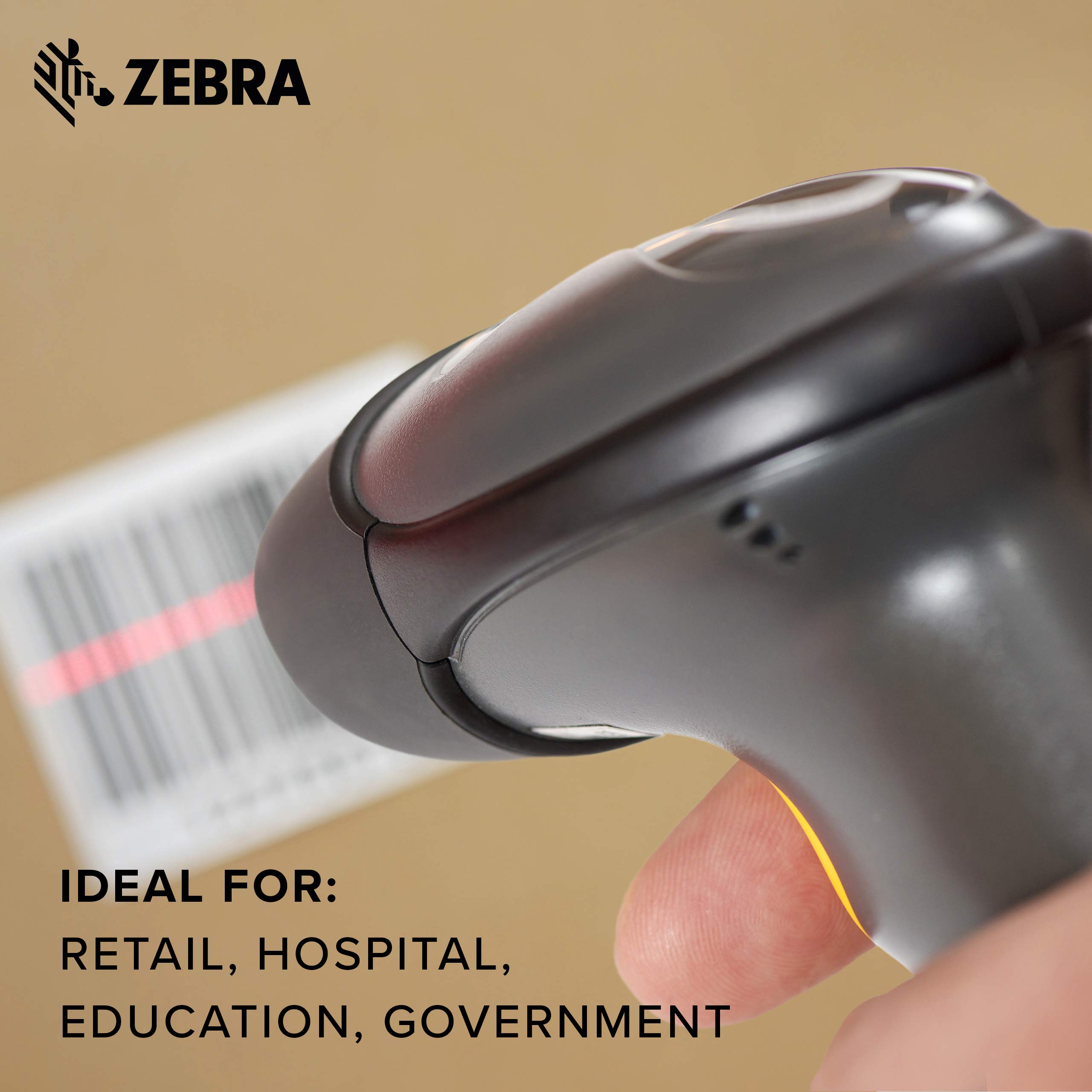Symbol Zebra LS2208 Series Corded Handheld Standard Range Laser Scanner Kit with Gooseneck Stand and Cable Twilight Black LS2208-SR20007R-NA