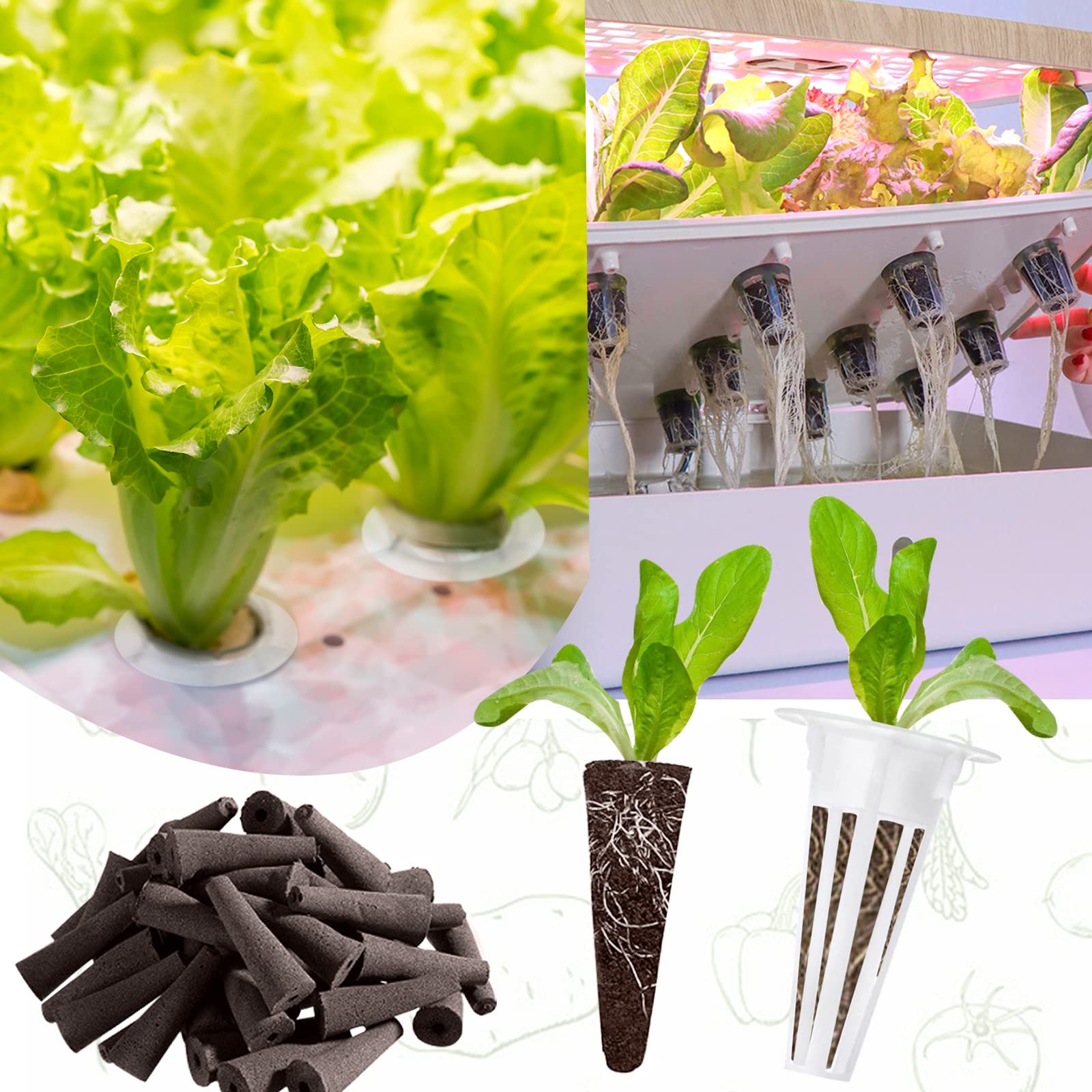 Ruzzut 120PCS Seed Pods Kit for Hydroponic Growing System,Hydroponics Garden Accessories for AeroGarden,Grow Anything Kit with 30 Grow Sponges for Indoor&Outdoor Seed Starting Supplies
