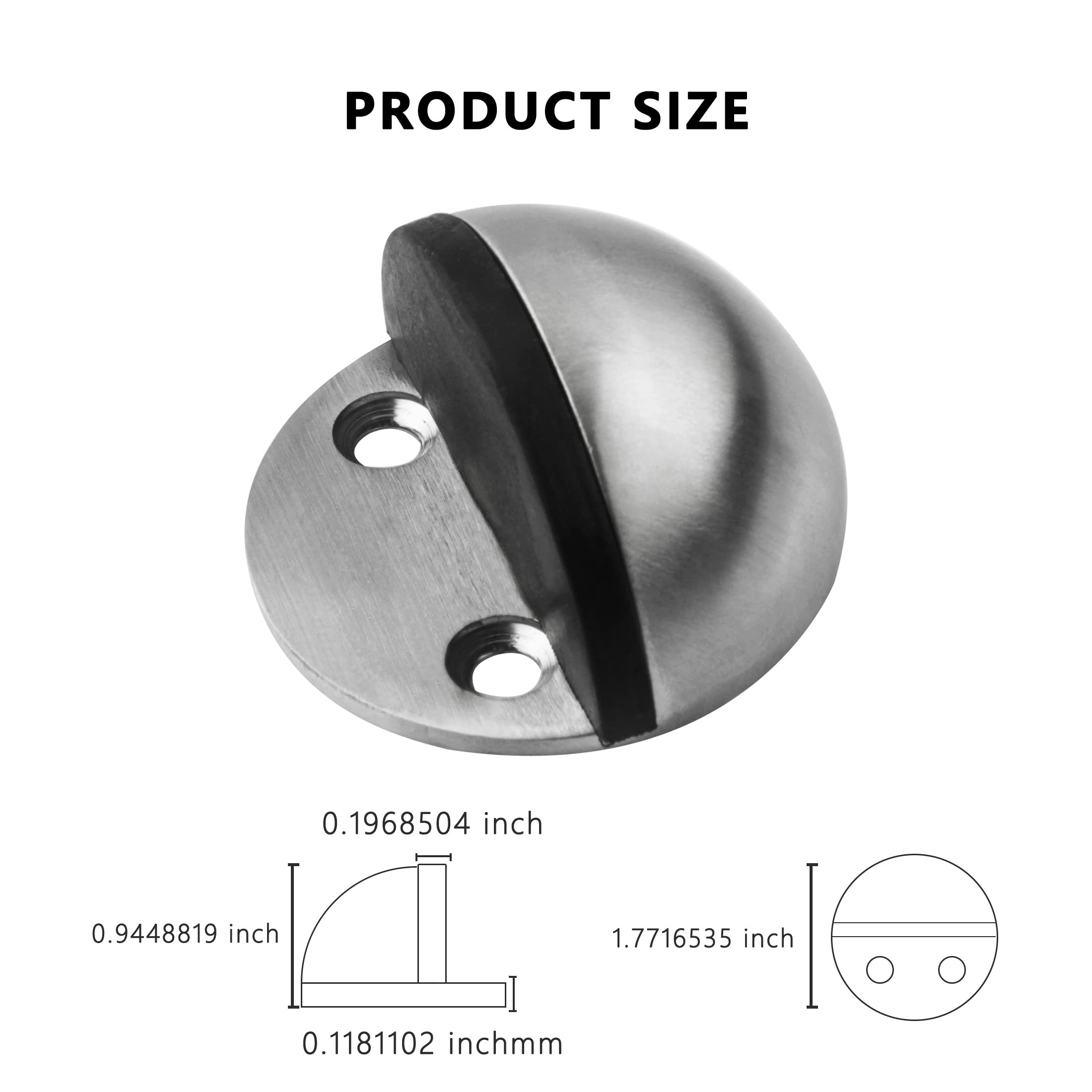 Techoln 4 Pack Door Stoppers, 3M Adhesive Door Holder Door Stop, Stainless Steel Door Stop for Home Hotel, Snowboard Hanger, No Need to Drill Floor Door Stop