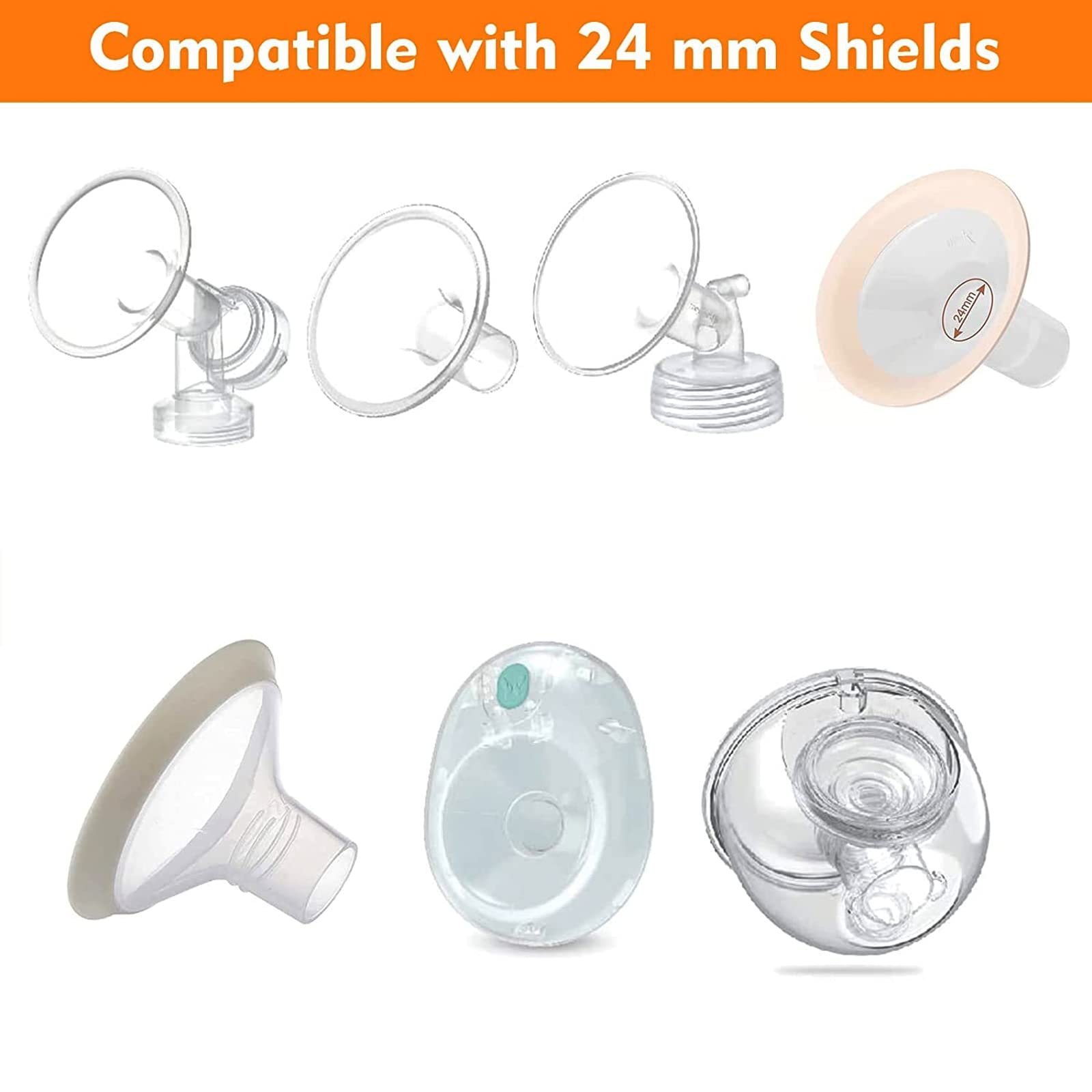 Loveishere 15mm Flange Inserts Compatible with Medela / Willow / TSRETE/ Momcozy S9 S10 S12/ Willow Wearable Cups & Spectra S1 S2, 24mm Breast Pump Shields Reduce Nipple Tunnel Down to 15mm, 2pcs