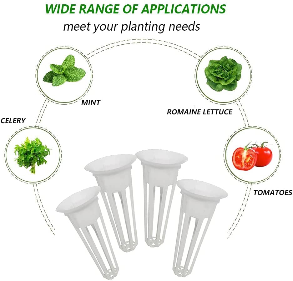 HTCWMD 50 Pack Grow Baskets Hydroponics Seed pods Basket Compatible with aero Garden Grow Sponge Starter pods，White
