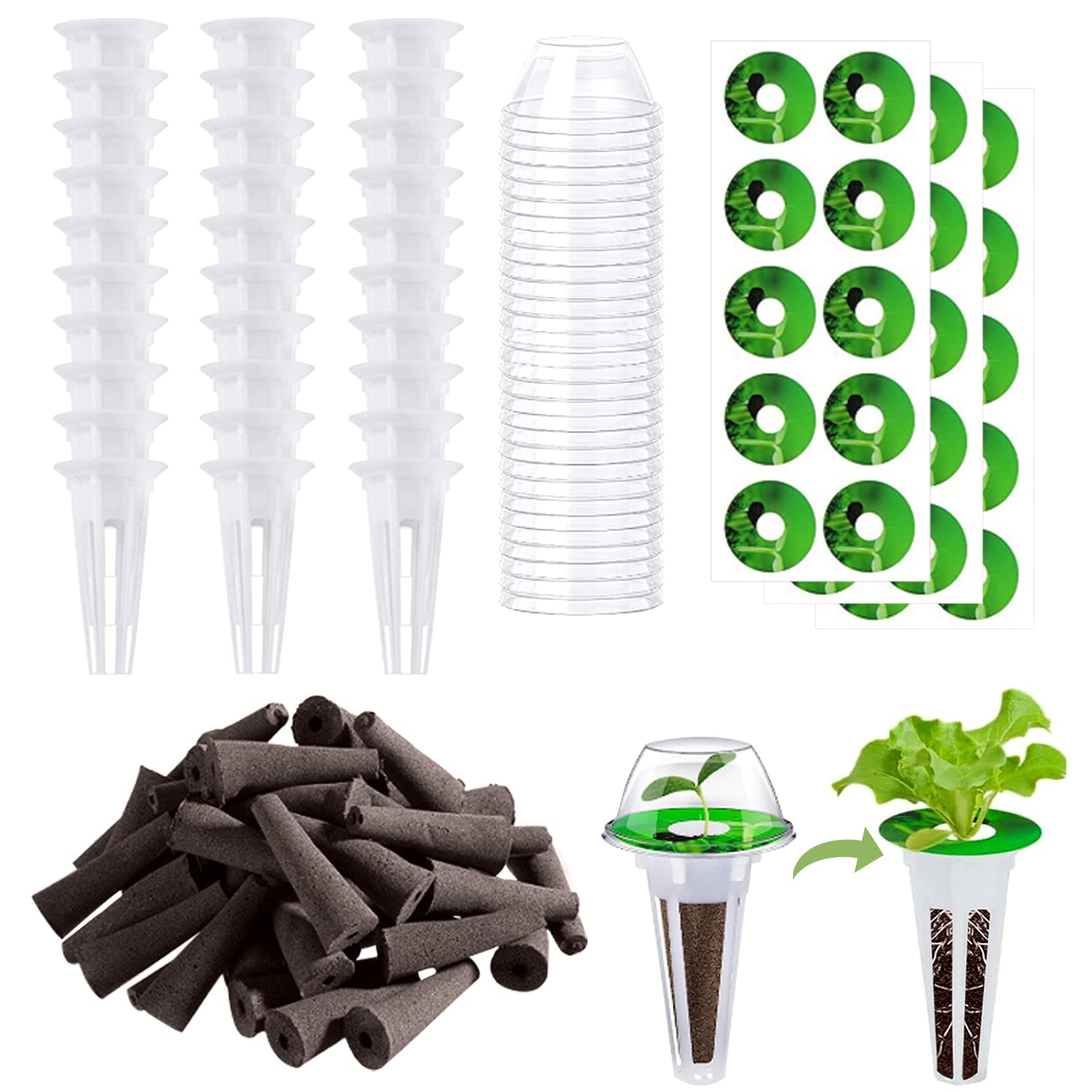 Ruzzut 120PCS Seed Pods Kit for Hydroponic Growing System,Hydroponics Garden Accessories for AeroGarden,Grow Anything Kit with 30 Grow Sponges for Indoor&Outdoor Seed Starting Supplies