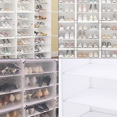 XUANIIIL Portable Shoe Rack Organizer with Door, 72 Pairs Shoe Storage Modular Cabinet, Plastic Adjustable Box Shelves Stackable Detachable DIY Standing Shelf Rack (3 * 12-Tiers)