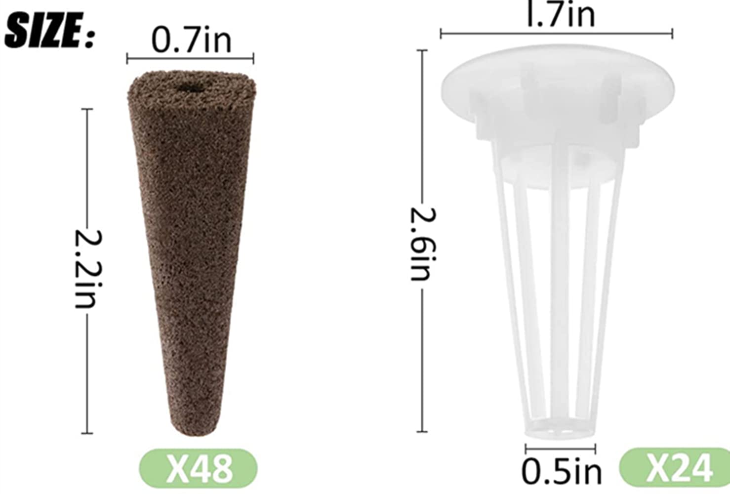 HTCWMD 50 Pack Grow Baskets Hydroponics Seed pods Basket Compatible with aero Garden Grow Sponge Starter pods，White