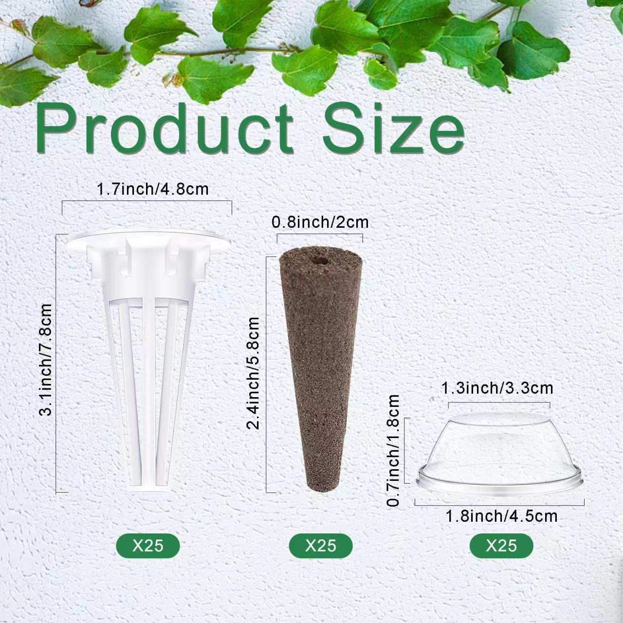 Delemonte 75 PCS Hydroponic Growing Plant Pods Kit, Including 25 Pieces Replacement Grow Baskets 25 Pieces Plant Grow Sponges 25 Pieces Transparent Insulation Lids, Compatible with Aerogarden